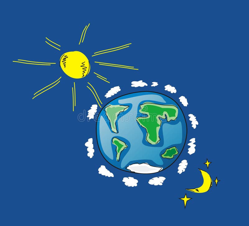 Planet Earth Getting Hot at Summer. Cartoon World Planet Earth Globe ...