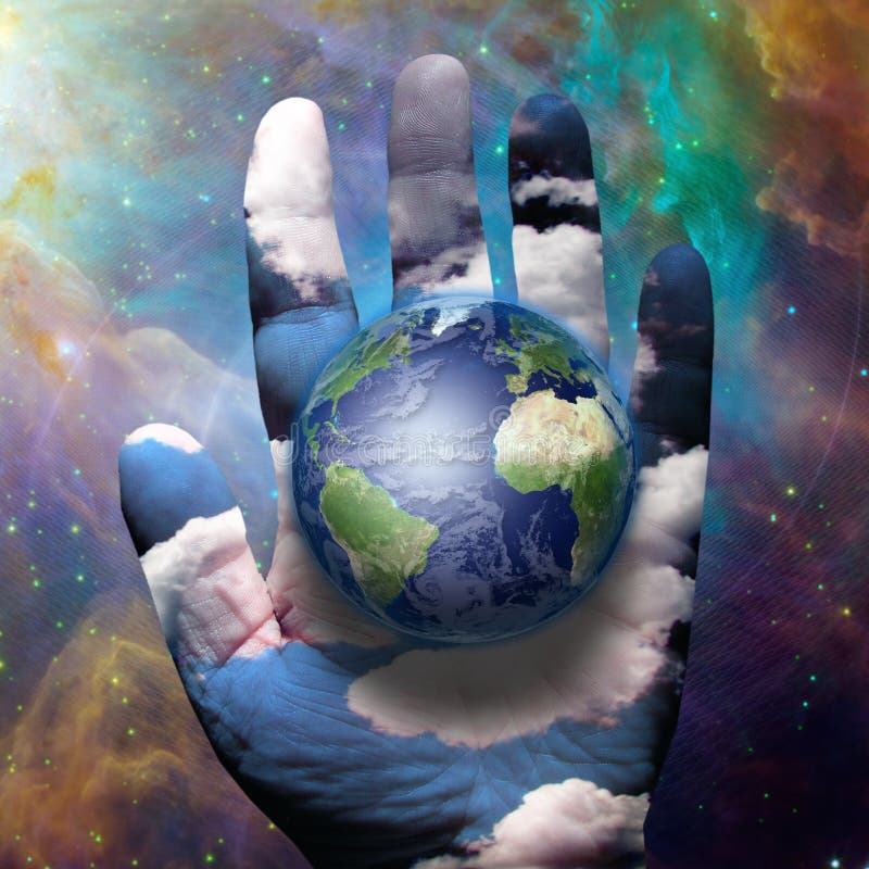 Earth hand galactic stock illustration. Illustration of care - 32429007