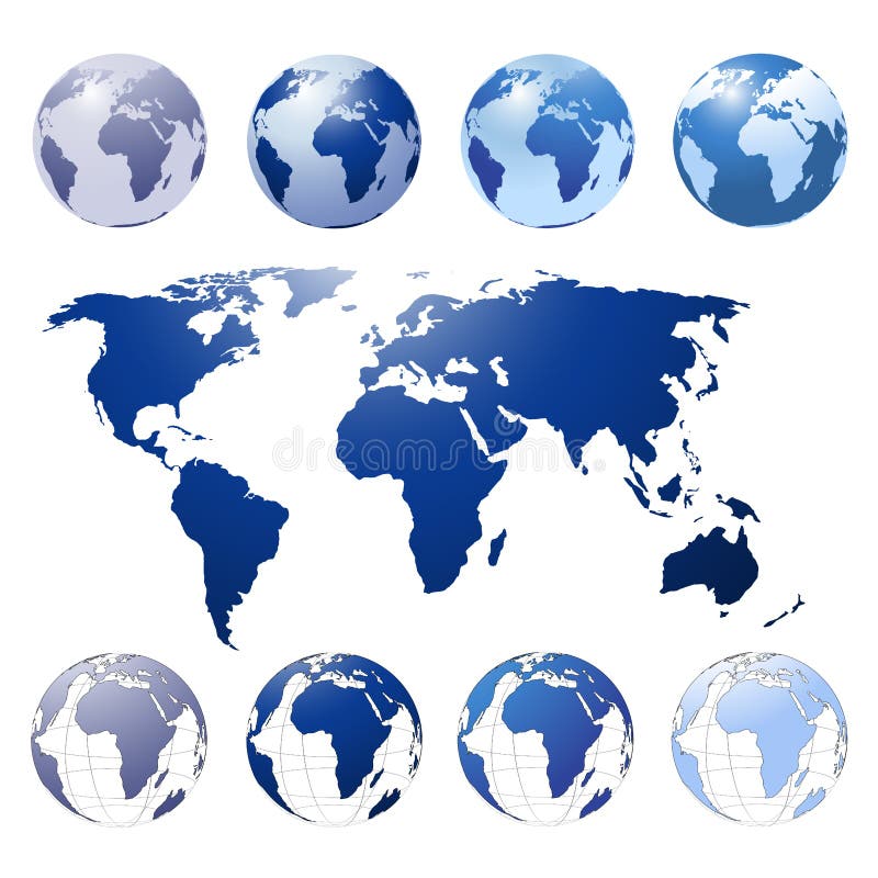 Vector maps of earth stock vector. Illustration of blue - 2299761