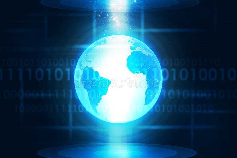 Earth on Abstract Blue Background Stock Image - Image of numbers, spot ...