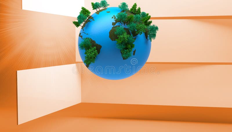 Earth on Abstract Orange Background Stock Illustration - Illustration ...