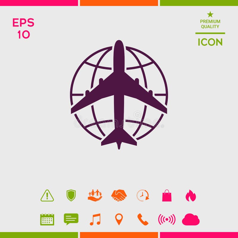 Earth and Airplane logo stock vector. Illustration of aircraft - 131064053