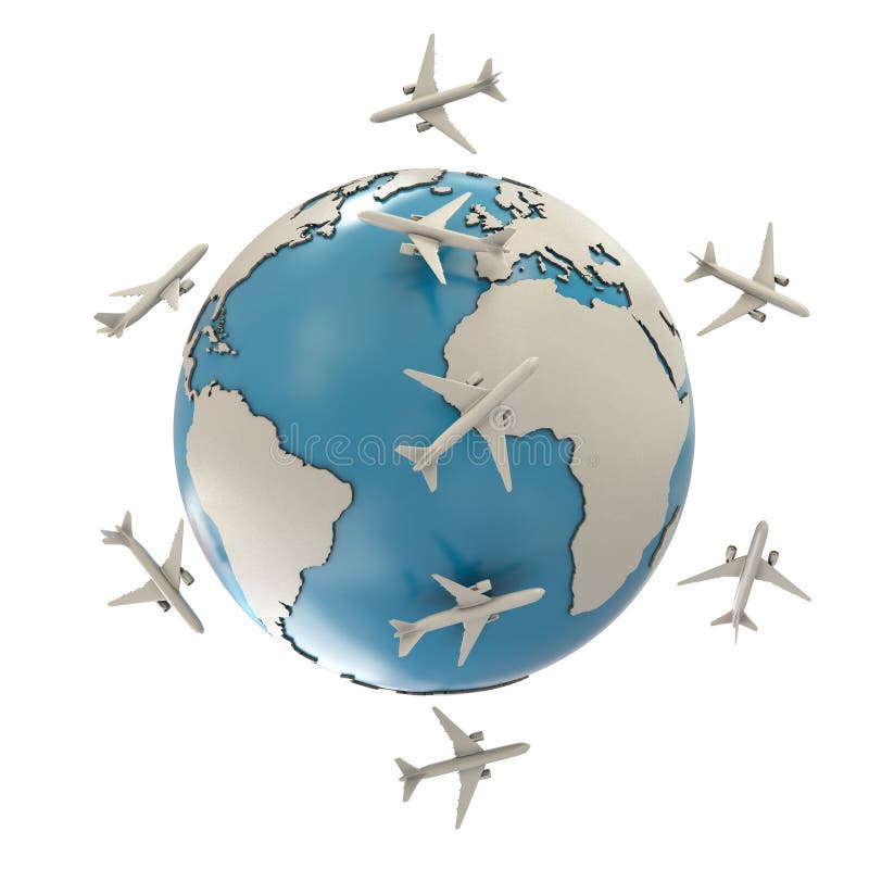 World globe and airplane stock vector. Illustration of travel - 37609380