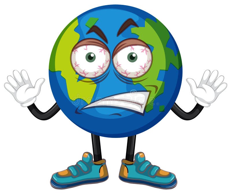 Earth with angry face stock vector. Illustration of world - 113026240