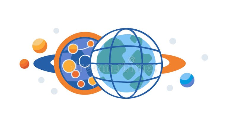 The Earth and Another Planet with Interconnected Orbits, Vector Design ...