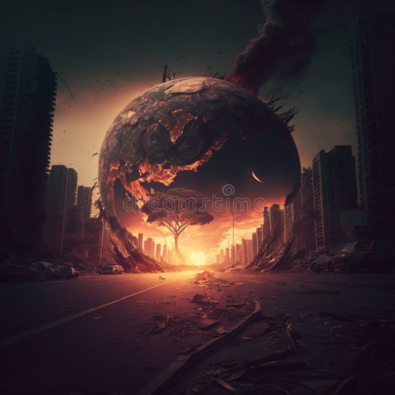Earth after the Apocalypse, Generative AI Stock Illustration ...