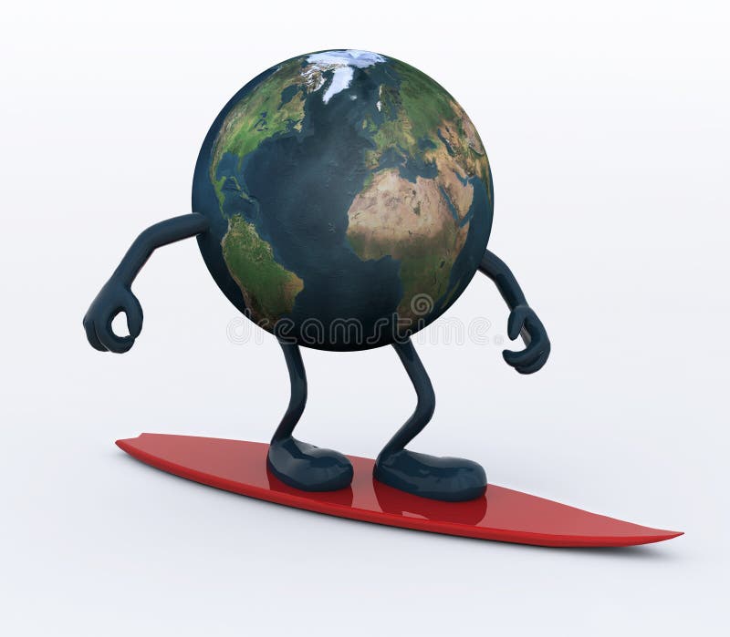 Earth with Arms, Legs and Rollerskates Stock Illustration ...