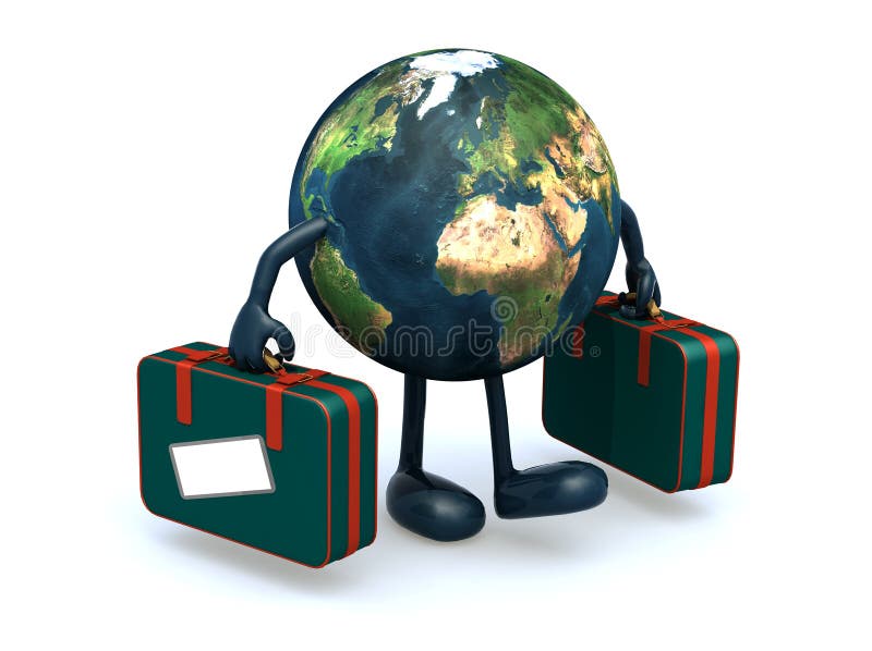 Earth with Arms, Legs and Rollerskates Stock Illustration ...