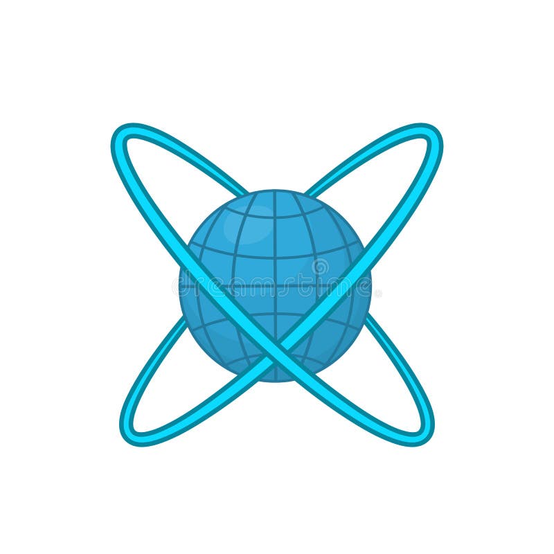 Earth Around Orbits Icon, Cartoon Style Stock Vector - Illustration of ...