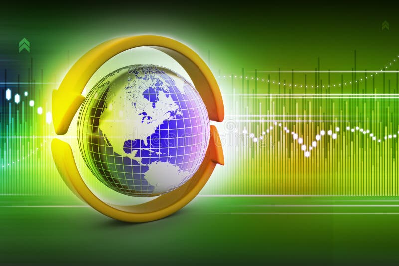 Earth with Arrow Circle Around Stock Illustration - Illustration of ...