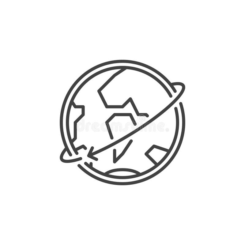 Earth with Arrow Vector Concept Outline Icon or Symbol Stock ...