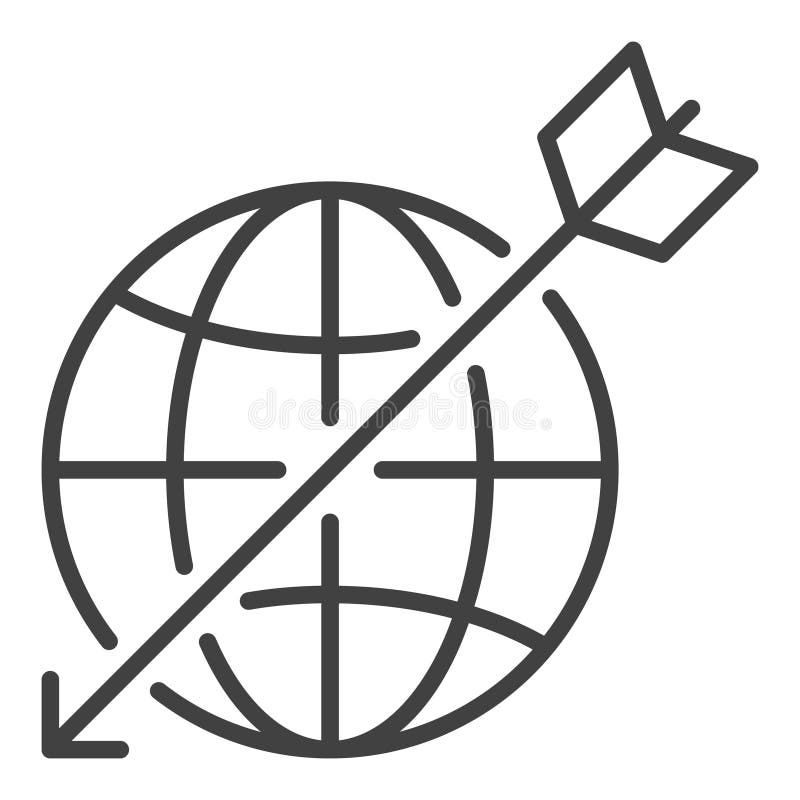 Earth with Arrow Vector Multipolarity Icon in Thin Line Style Stock ...