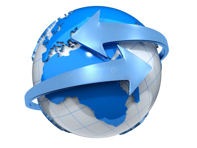 Arrows Around World Globe Stock Illustrations – 657 Arrows Around World ...