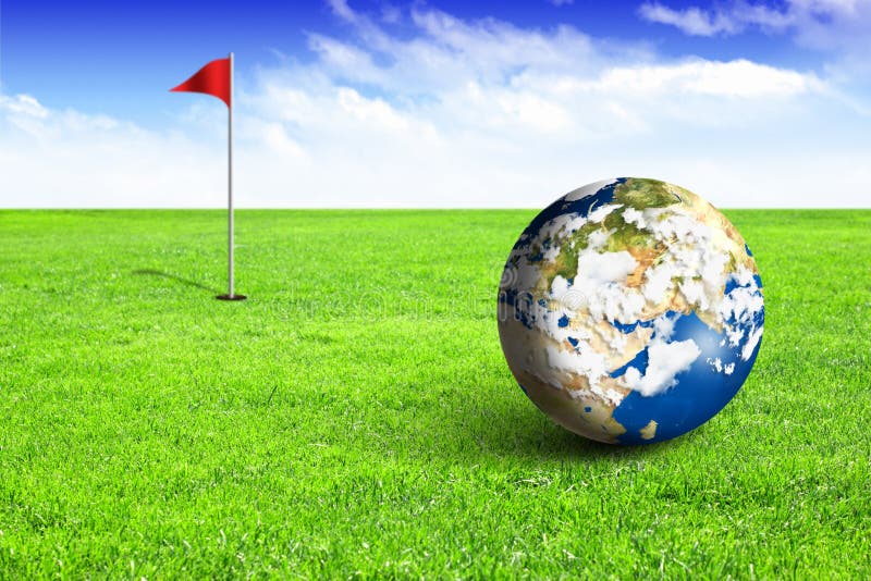 Earth As Ball on Golf Field, Concept Stock Image - Image of score ...