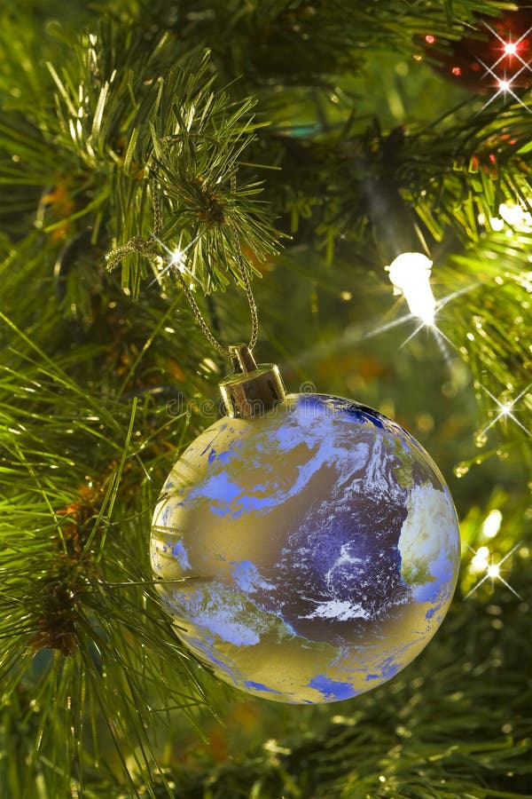 Earth As a Christmas Tree Ornament Stock Image - Image of season ...