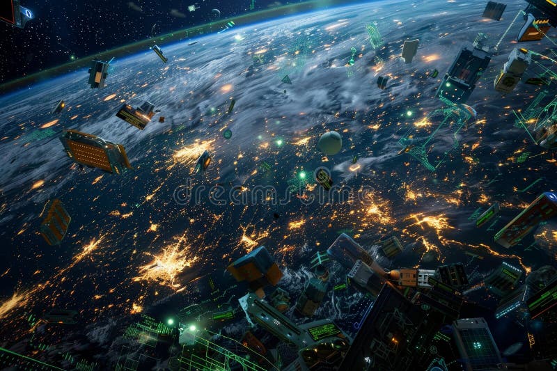 Earth As Seen from Space at Night with Its Luminous Cities and Dark ...