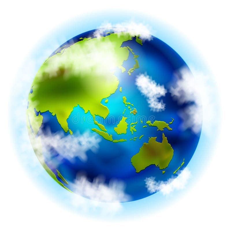 Earth with Asia and Australia Stock Vector - Illustration of ocean ...