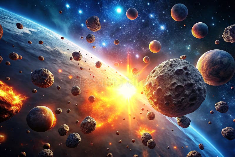 Earth Asteroid Impact Cosmic Catastrophe Stock Illustration ...