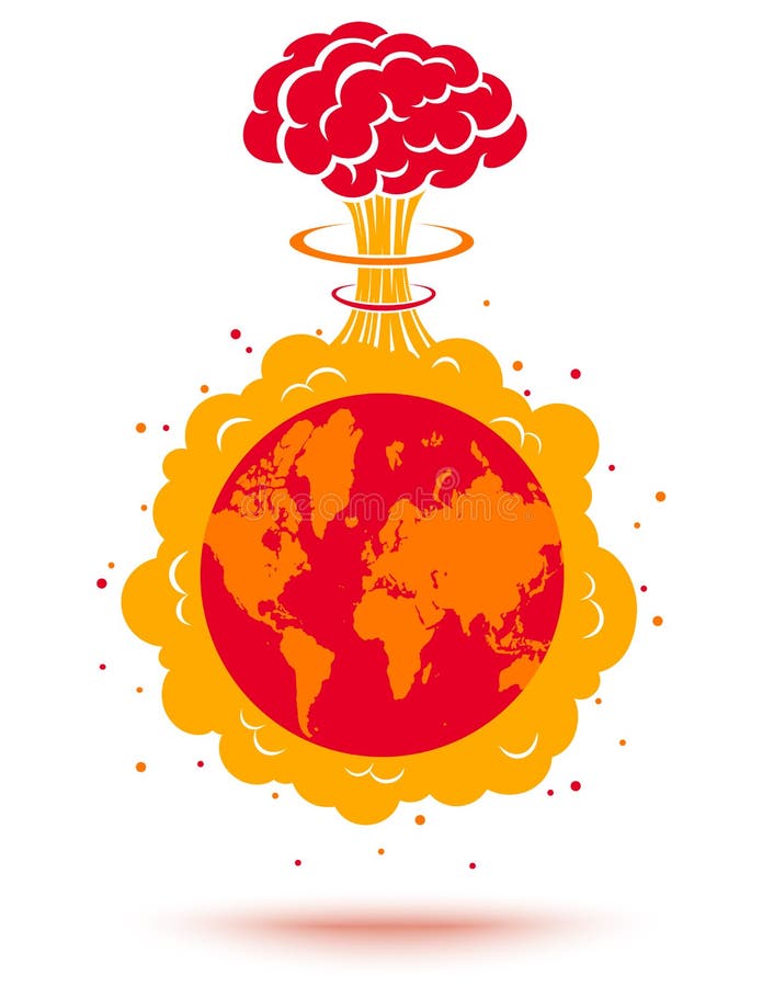 Earth and atomic bomb. stock vector. Illustration of fire - 92553015