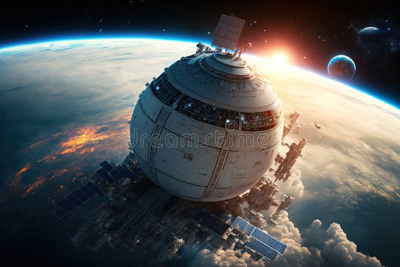 The Earth is Atop a Space Station. this Images Components Were Provided ...