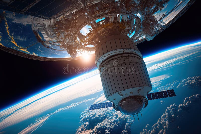 The Earth is Atop a Space Station. this Images Components Were Provided ...