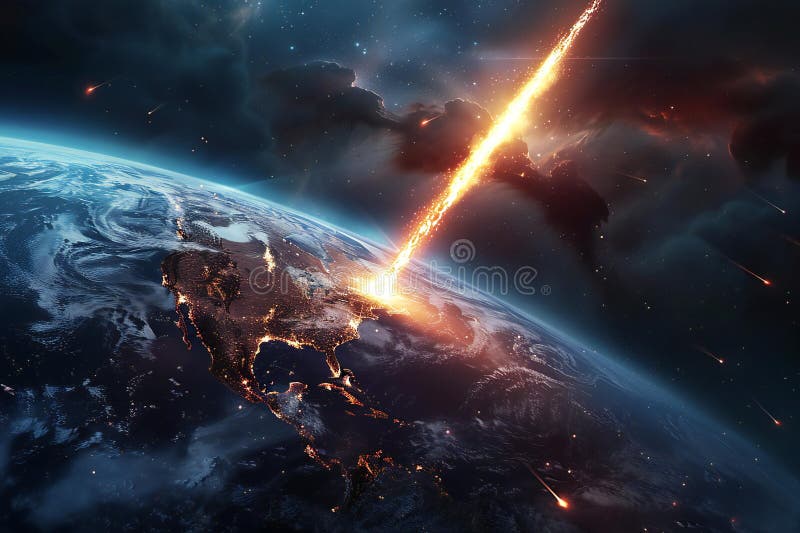 The Earth Being Hit by Meteors, Earth View from Space, Big Meteorites ...