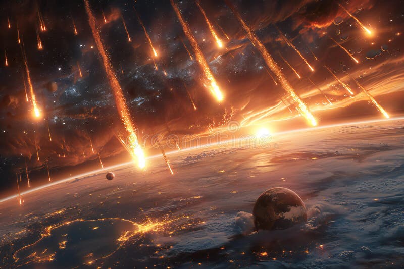 The Earth Being Hit by Meteors, Earth View from Space, Big Meteorites ...