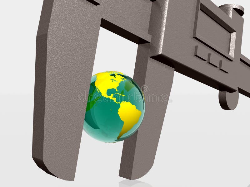 Earth Being Squeezed with Caliper. Stock Illustration - Illustration of ...