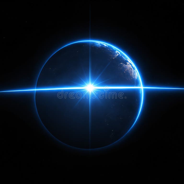 Earth and Blue Light Flare, Abstract Stock Illustration - Illustration ...