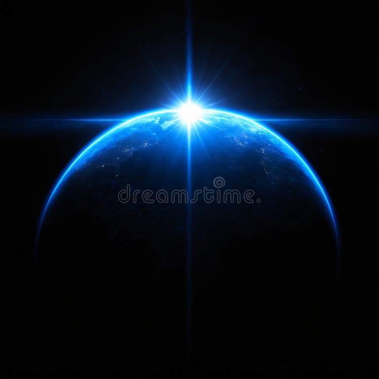 Earth and Blue Light Flare, Abstract Stock Illustration - Illustration ...