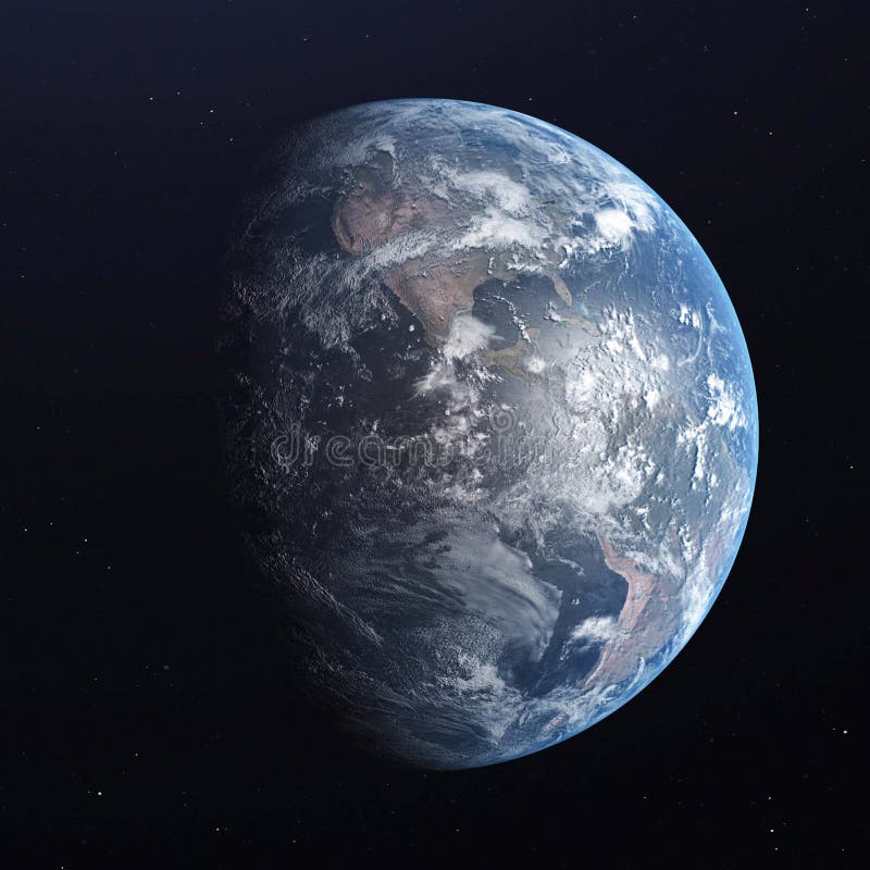 Earth Blue Planet Isolated on Black Background. 3D Render Stock ...