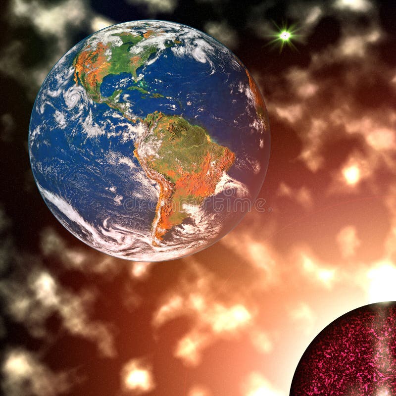 Abstract Earth Blue Planet in Space Stock Illustration - Illustration ...