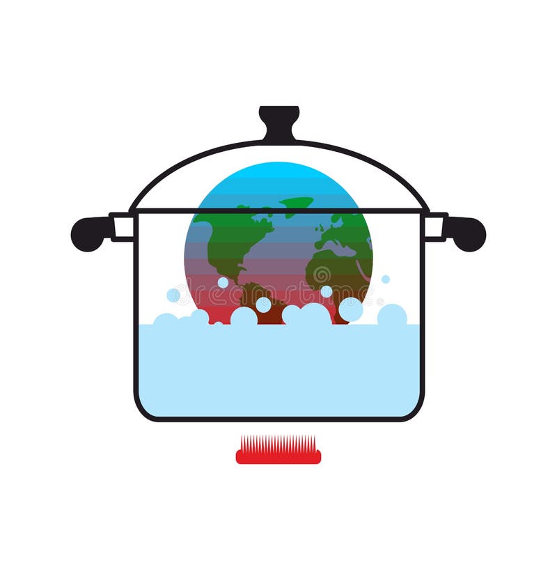 Earth is Boiled in Pot. Planet Earth Boiled Stock Vector - Illustration ...