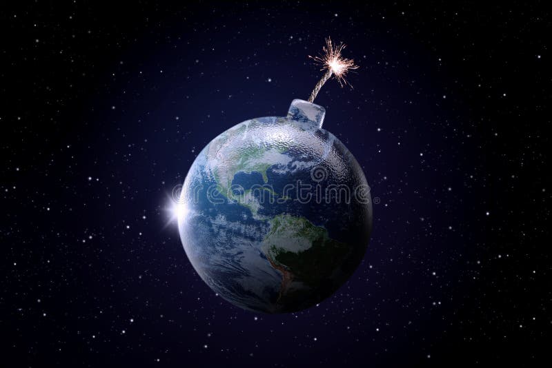Earth bomb on the sky stock illustration. Illustration of explosion ...