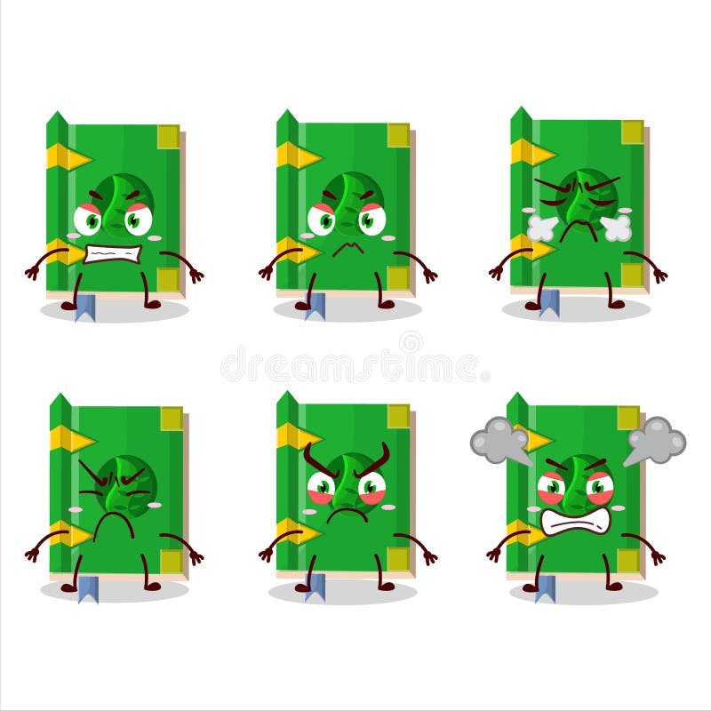 Earth Book of Magic Cartoon Character with Various Angry Expressions ...