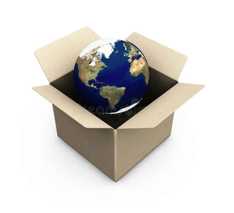 Planet Earth inside box stock illustration. Illustration of globe ...