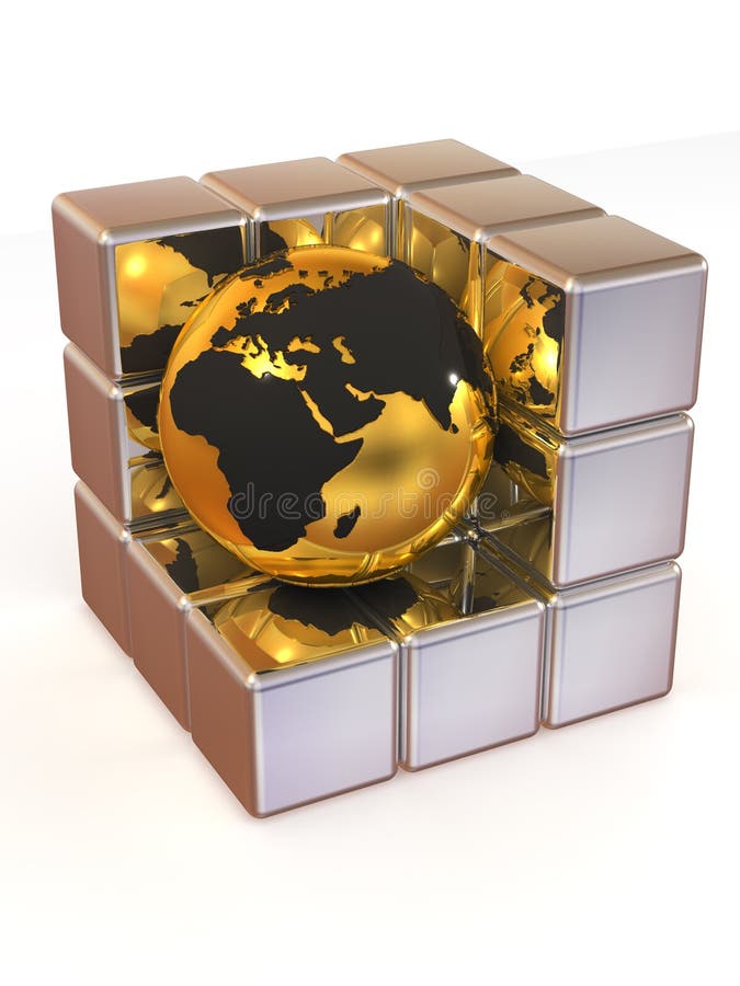 Cubic Globe Earth Cube Square Stock Illustration - Illustration of ...