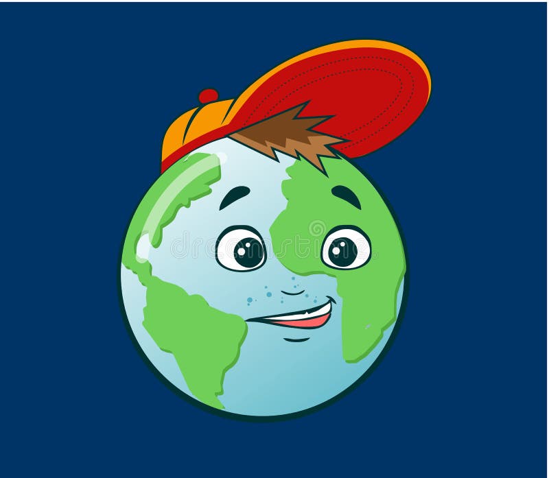 Earth Boy Cartoon Character with Various Face Expression Stock Vector ...