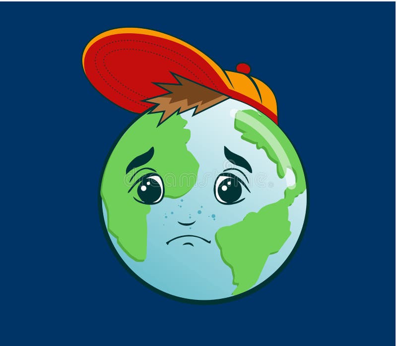 Earth Boy Cartoon Character with Various Face Expression Stock Vector ...