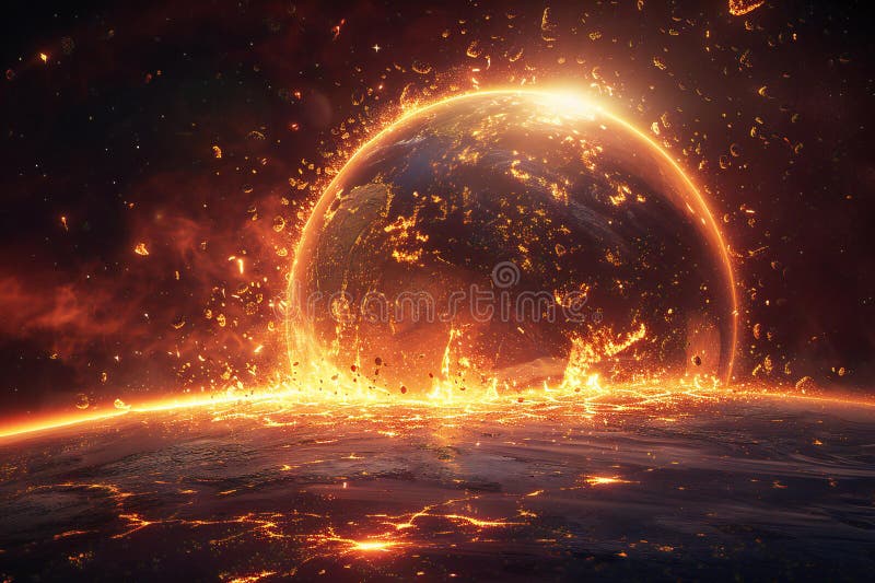 The Earth is Broken into Two Pieces, One Side Burning and the Other ...