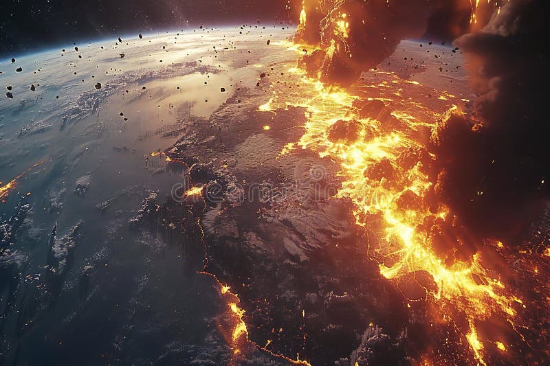 The Earth is Broken into Two Pieces, One Side Burning and the Other ...