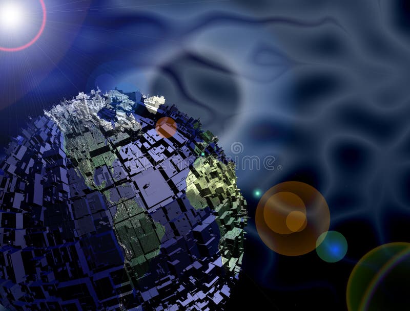 Earth with buildings stock illustration. Illustration of entrance - 1964266