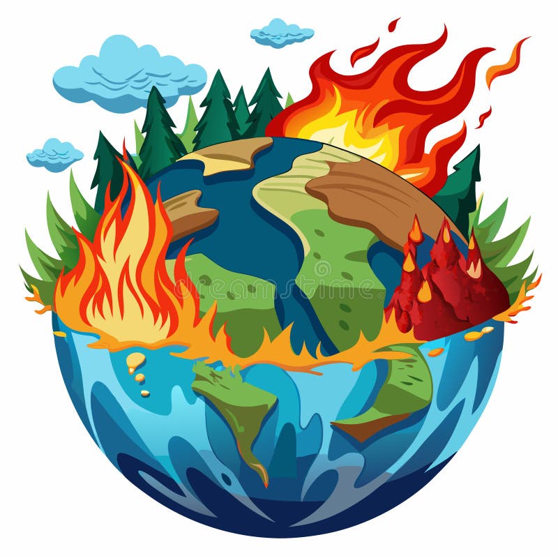 Earth Burning with Fire Global Warming High Temperature on the ...