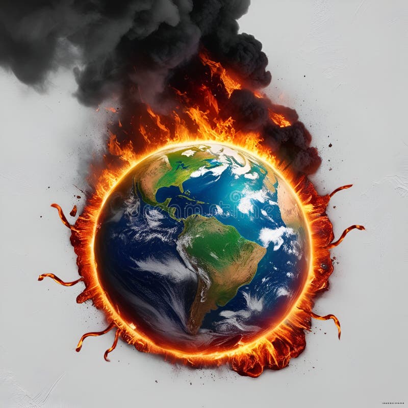 Earth Burning, Globe Burning, Global Warming Problem Concept, Social ...