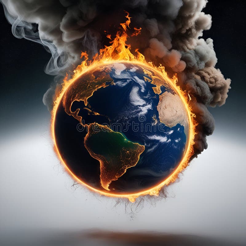 Earth Burning, Globe Burning, Global Warming Problem Concept, Copy ...