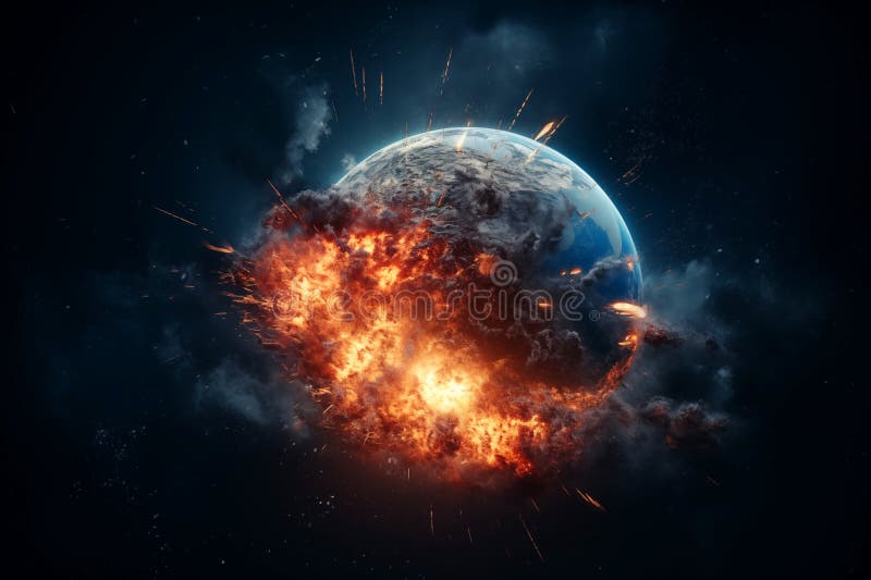 Earth in Burns As Global Catastrophe, Hell. Stock Illustration ...
