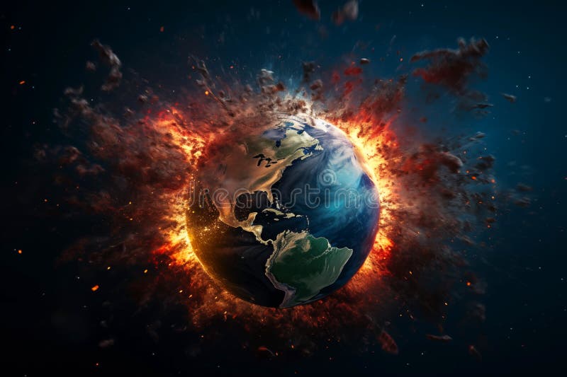 Earth in Burns As Global Catastrophe, Hell. Stock Illustration ...
