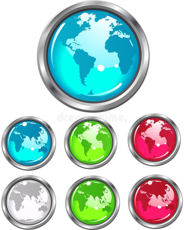 Earth Buttons stock vector. Illustration of plastic, glossy - 12012519