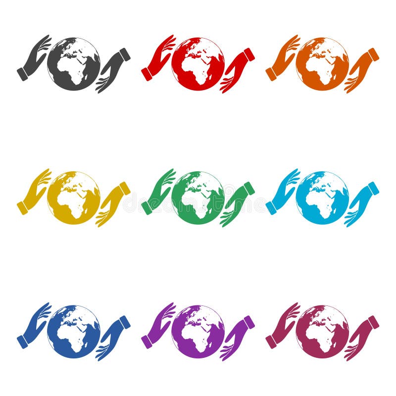 Earth Care color icon set stock vector. Illustration of friendly ...