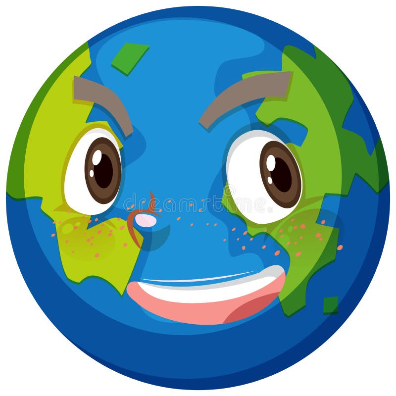 Earth Cartoon Character with Naughty Face Expression on White ...